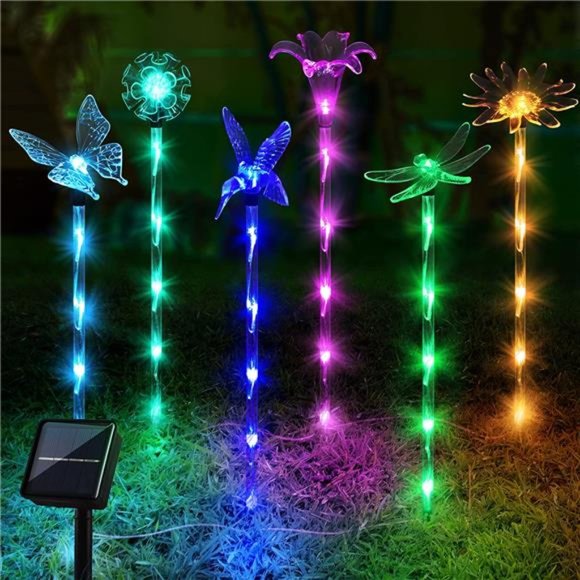 Accents | Set Of 6 Arcylic Solar Outdoor Lights Garden Decorations ...